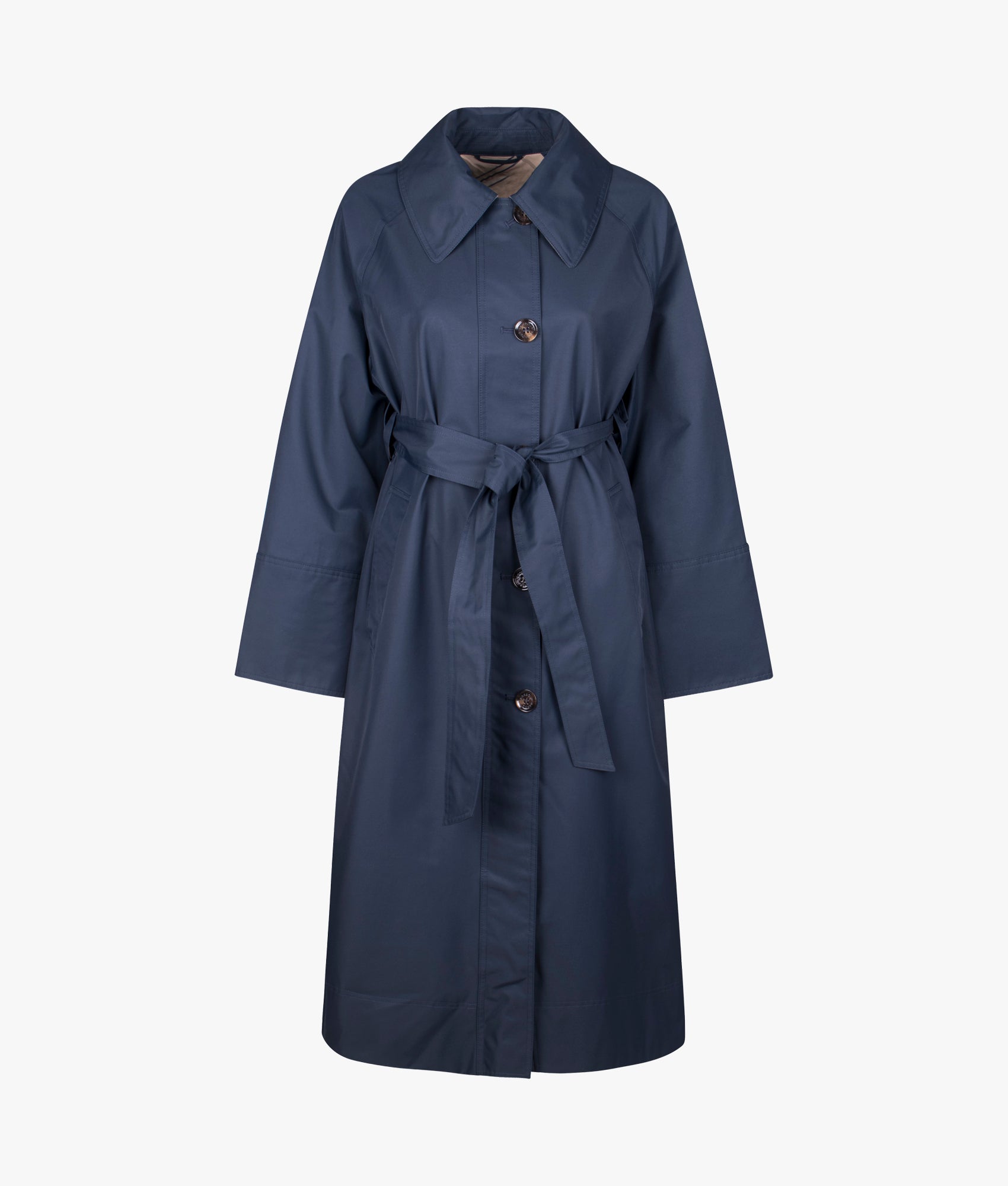 Barbour | Beatrix showerproof trench coat in navy and dress tartan ...