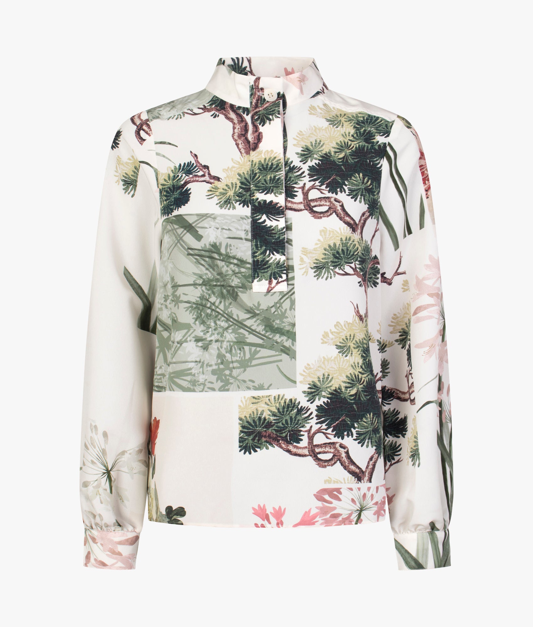 Jaynia stand collar shirt in ivory | Ted Baker | EQVVS WOMEN