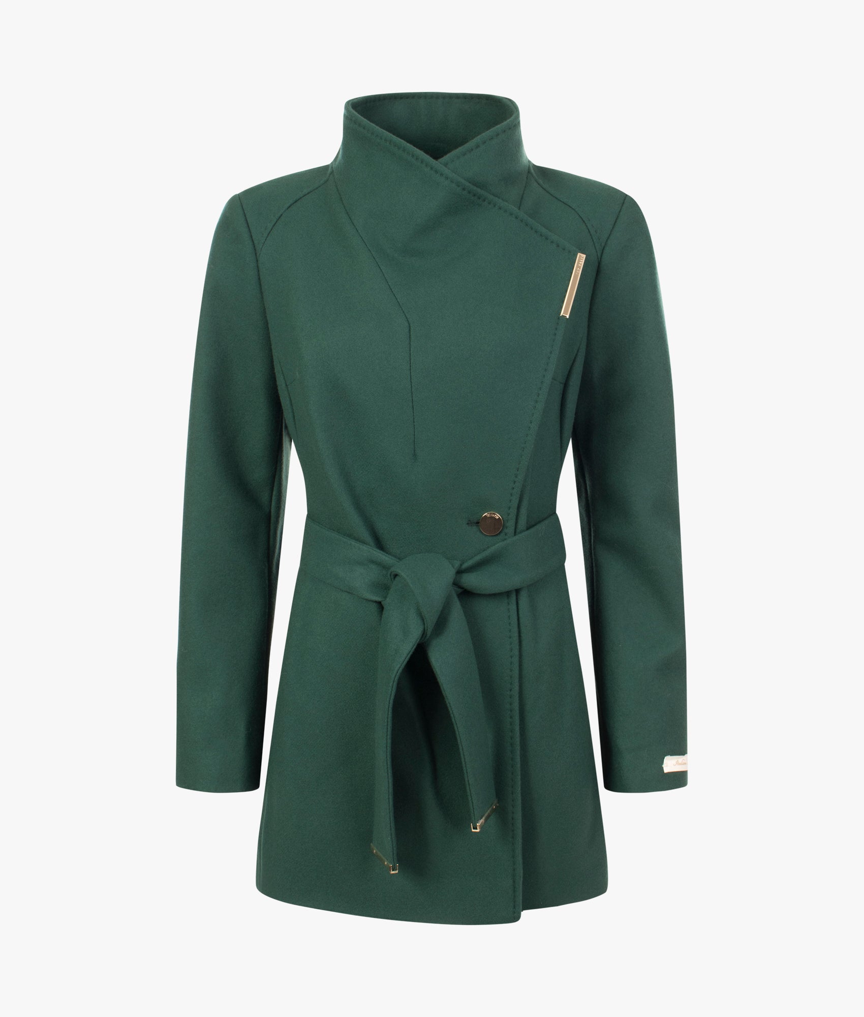 Ted Baker | Rosess short wool wrap coat in dark green | EQVVS Womens