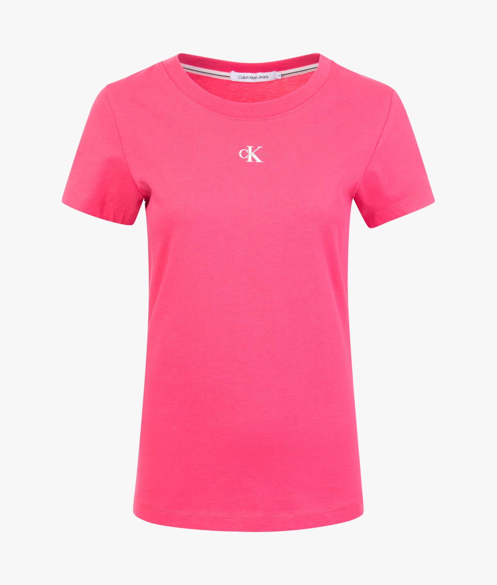 Calvin Klein Jeans | Micro mono logo slim tee in pink flash | EQVVS Womens