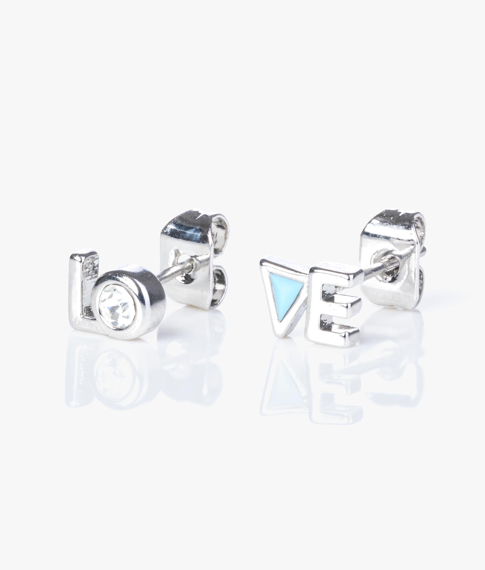 Ted Baker Jewellery | Linnah LO-VE stud earrings in silver | EQVVS Womens